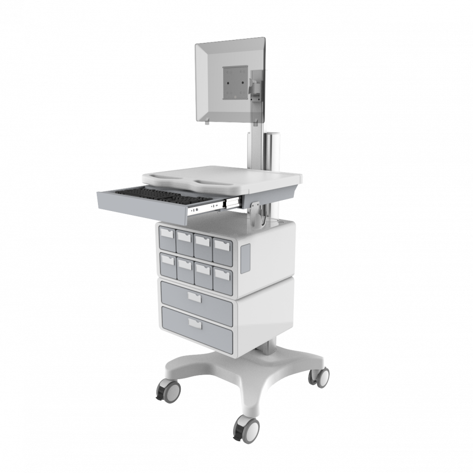 Computer Cart with Big Pole and Two Drawers/ABS&PC Cart/ Hospital Nurse ...